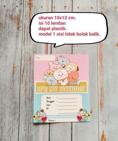 undangan ulang tahun isi 10 pcs karakter BT21 bt21 BT 21 BTS Korea ...