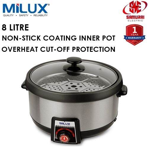MILUX SAUNA STEAM MULTI-COOKER 8 LITRE WITH NON-STICK COATING INNER POT ...
