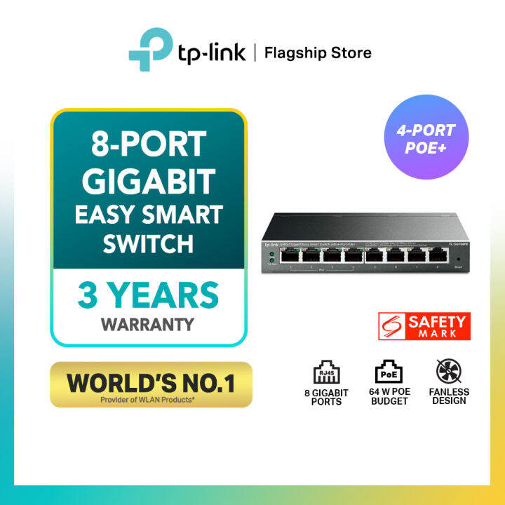 TP-Link TL-SG108PE 8-Port Gigabit Easy Smart Switch with 4-Port PoE ...