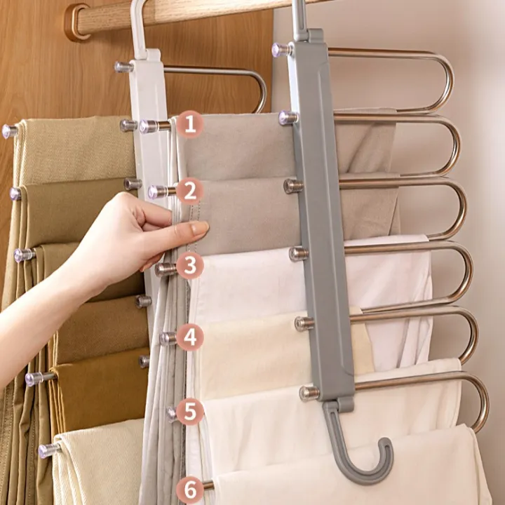 hanger Magic Pants Rack Home Wardrobe Telescopic Storage Artifact Pants ...