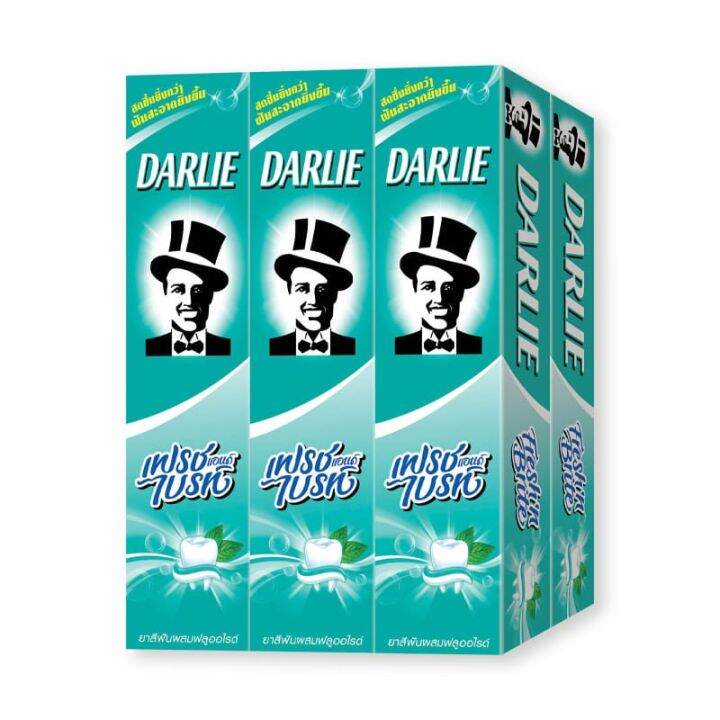 Darlie Toothpaste Fresh & Bright 140 g x 6.ดาร์ลี่ ยาสีฟัน เฟรช แอนด์ ไบร์ท ขนาด 140 กรัม แพ็ค 6 ...
