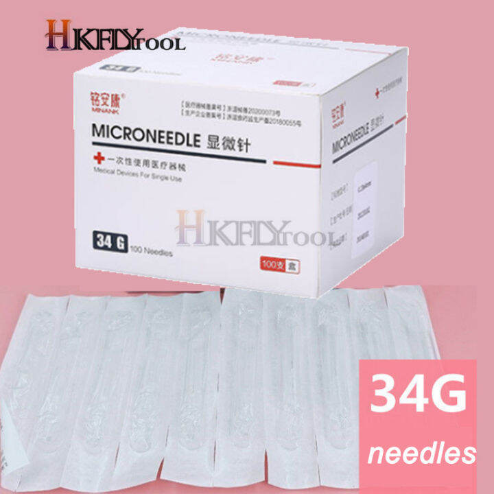 100pcs Korea Sterile Meso Nano Skin Injection Needle 32G 4mm 34G 4mm ...