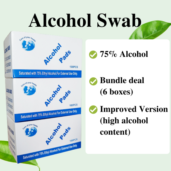 Alcohol Swab/Alcohol Pad/酒精棉 [75% Alcohol] 100pcs x 6 boxes | Lazada