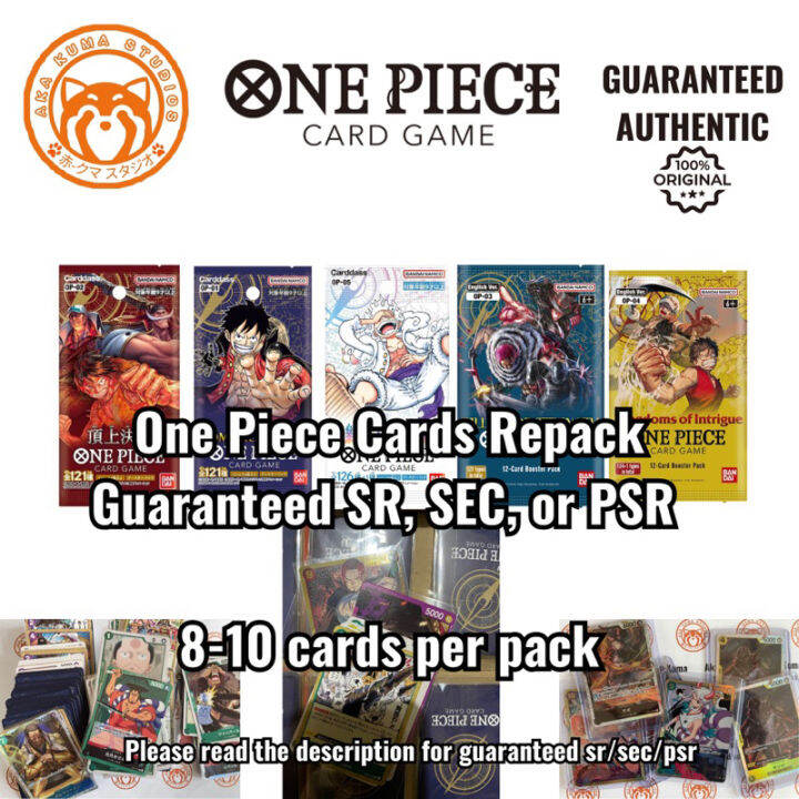 One Piece Card Game Repacks 8-10 cards Sure SR, SEC or AA! OP01 OP05 ...