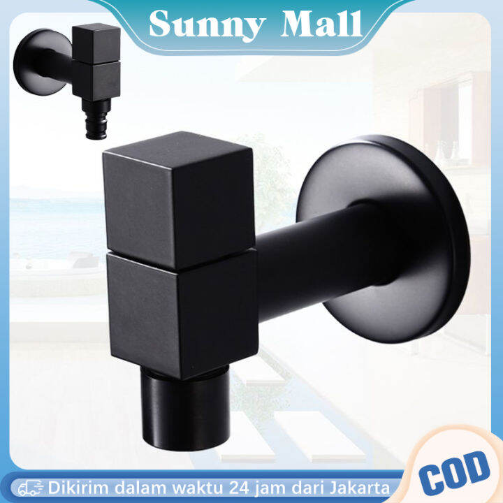Kran Washtafel Tembok Bahan Kuningan Kran Dinding Hitam Kran Tembok ...