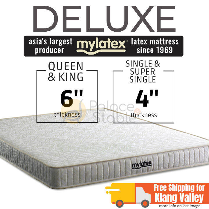 MyLatex DELUXE (6 or 4 inch) Natural Latex Mattress Available Sizes (Queen King Single Super ...