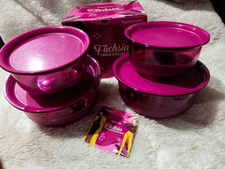 fuchsia table collection set isi 4 pcs with box tupperware | Lazada ...