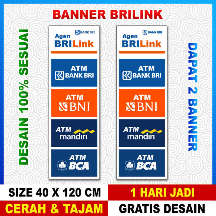 BANNER SPANDUK AGEN BANK BRI BRILINK TERMURAH UKURAN 40 X 120 CM PAKET ...