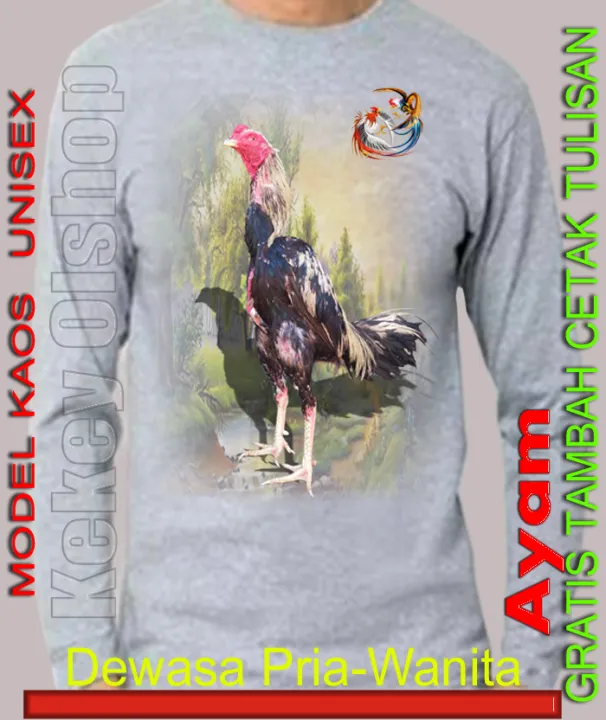 Kaos Gambar Ayam untuk dewasa model unisex / tshirt lengan panjang ...