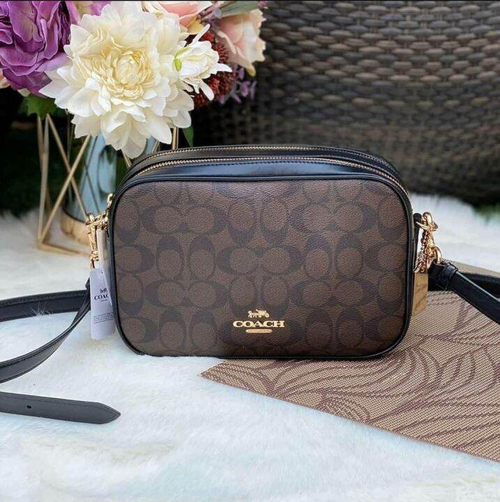 Original Coach F68168 Jes Signature Coated Canvas with Black Smooth ...