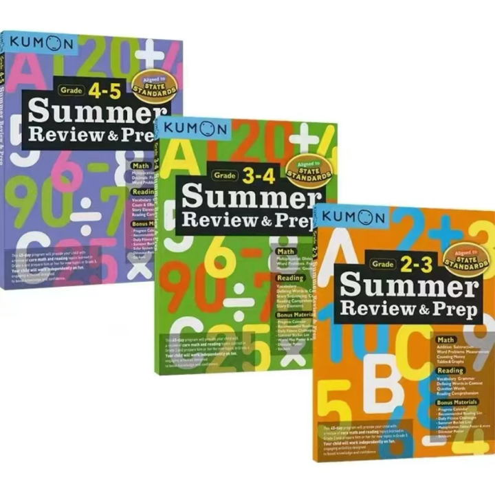 3 books/set of Kumon summer review and mathematics formal education ...