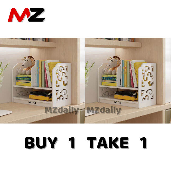 BUY 1 TAKE 1 ) Small desk bookshelf bookcase office storage rack simple ...