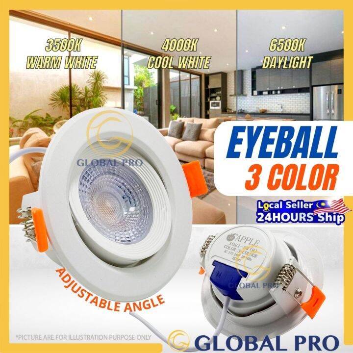 [3 TONED] 5W LED Eyeball 3 Color Eye Ball Downlight Spotlight Plaster ...