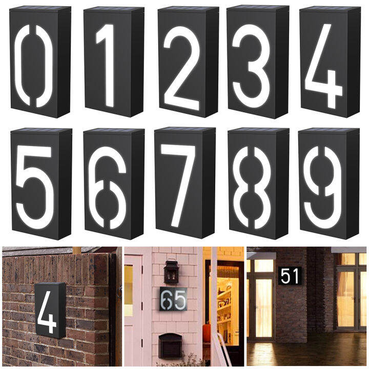 LED House Number Solar Led Light Outdoor Garden Solar Number Door Plate ...