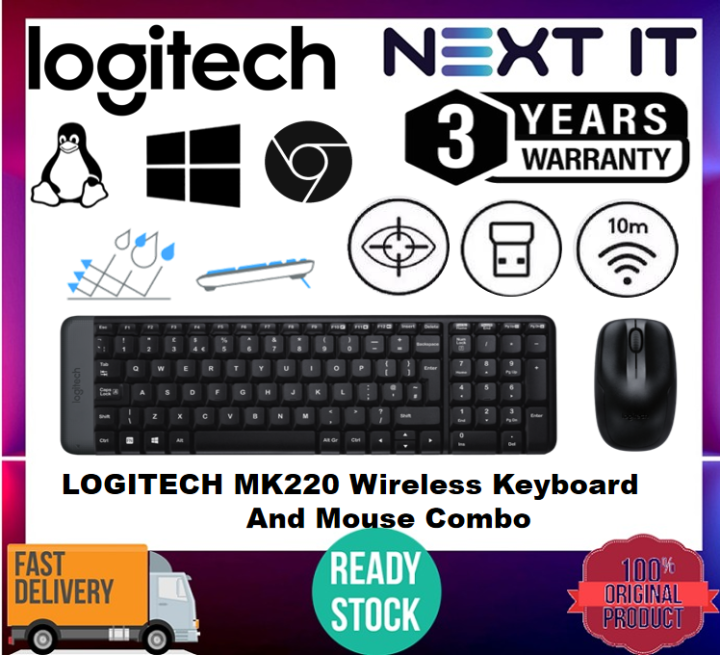 [READY STOCK] Logitech MK220 Wireless Combo Keyboard and Mouse | Lazada
