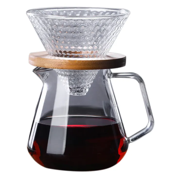 V60 Pour over Carafe Drip Coffee Pot 500Ml Glass Range Tea Maker Coffee ...