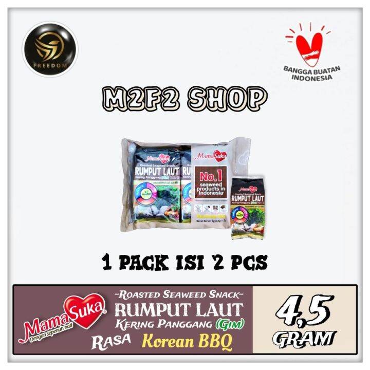 MamaSuka Snack Rumput Laut Panggang Rasa Korean BBQ - 4,5 gr (Kemasan 1 ...