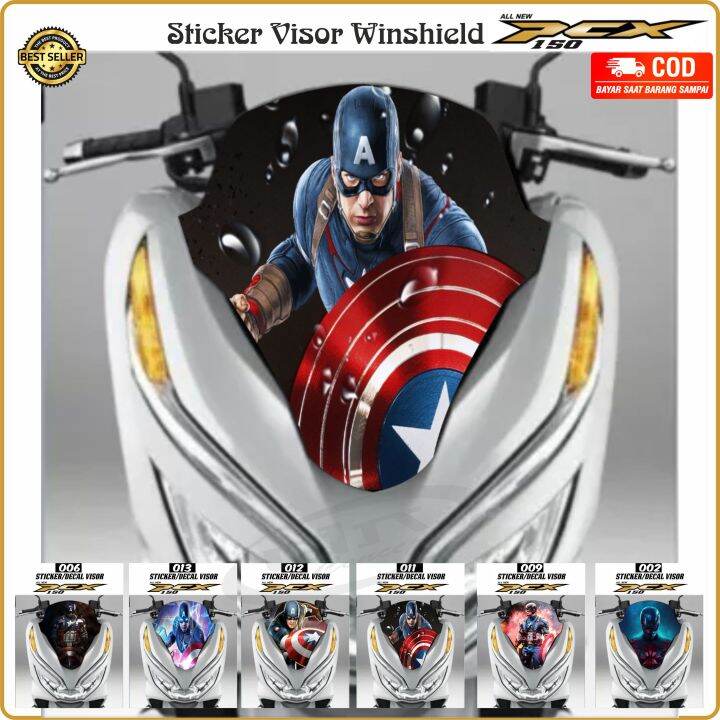 Stiker PCX 150 Winshield Tameng Sticker visor Variasi Logo Avenger ...