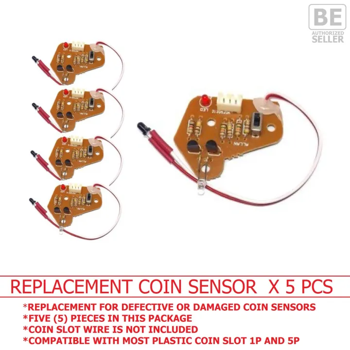 (Five - 5x) Replacement Coin Sensor For Plastic Coin Slot 5P and 1P ...
