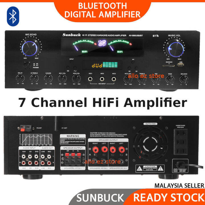 Sunbuck 7.1 Channel 7CH Power Amplifier Digital Audio Amplifier Karaoke ...