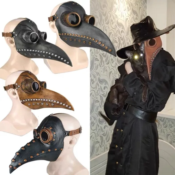 【HOT SALE】Plague Bird Beak Doctor Mask Steampunk Scary Long Nose Birds Beak Mask Halloween ...