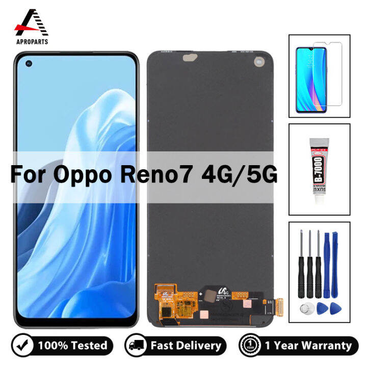 จอแอลซีดีสำหรับ Oppo Reno7 4G / 5G ชิ้นส่วนทดแทนการกำหนดตำแหน่งหน้าจอ ...