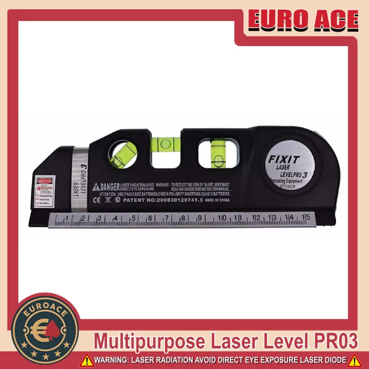 EURO ACE Original Multipurpose Laser Level with 8ft. Measuring Tape PR03 | Lazada PH