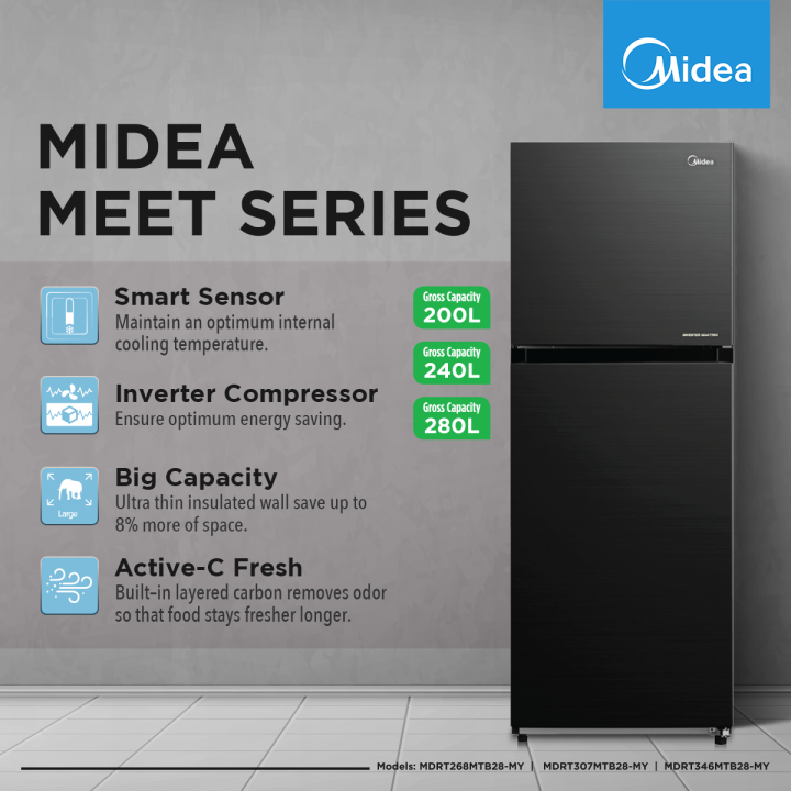 MIDEA 2 DOOR FRIDGE REFRIGERATOR (MDRT307/ MD-RT307MTB28/MDRT307MTB28 ...