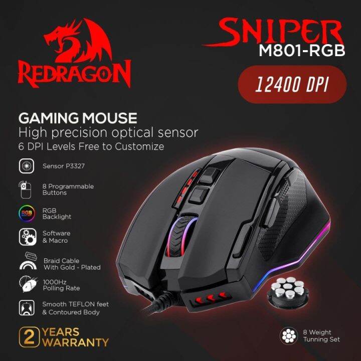 Redragon Gaming Mouse RGB SNIPER - M801-RGB | Lazada Indonesia