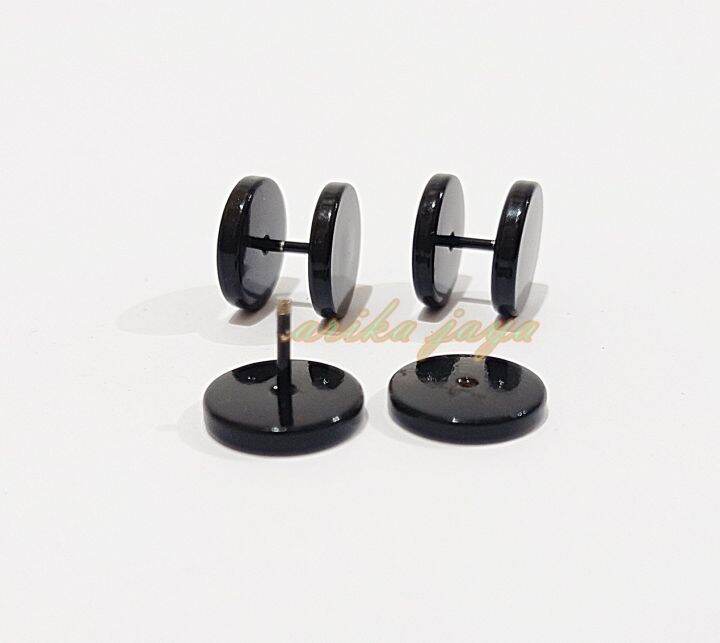 Anting Model Barbel tusuk tindik Hitam stainless | Lazada Indonesia