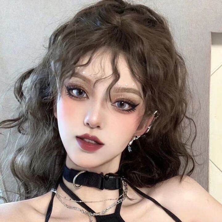 ♟ Fake Head Female Long Natural Full Headgear Roll Corn Simulation ...