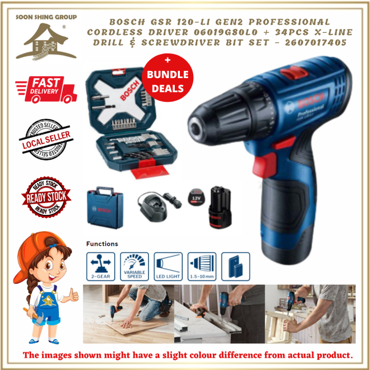 Bosch Gsr 120 Li Gen2 Professional Cordless Driver 06019g80l0 34pcs X