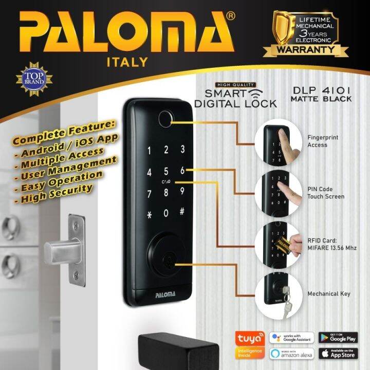 PALOMA DLP 4101 Digital Lock Deadbolt Smart Home Door Kunci Pintu WiFi ...