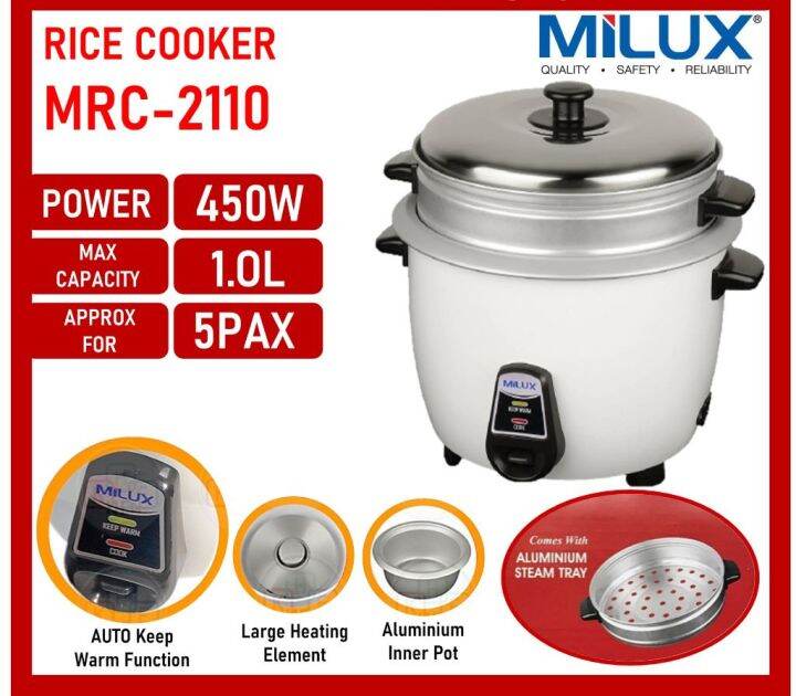Milux 1L Steamer Electric Rice Cooker Periuk Nasi 1L MRC-2110 | Lazada