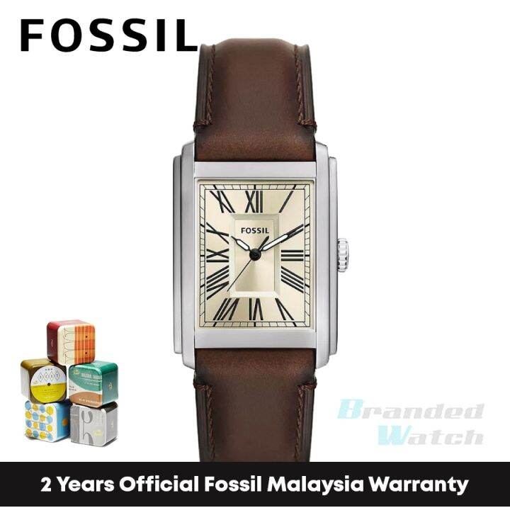 [official Warranty] Fossil Fs6012 Mens Carraway Three Hand Brown Leather Watch Lazada