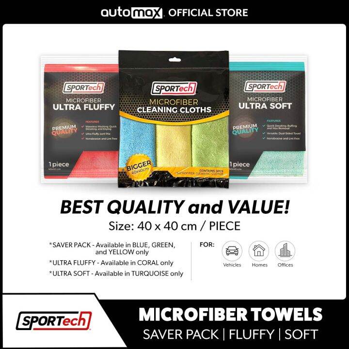 SPORTech Microfiber Towel Cleaning Cloth for Car, Motorcycle, Household ...