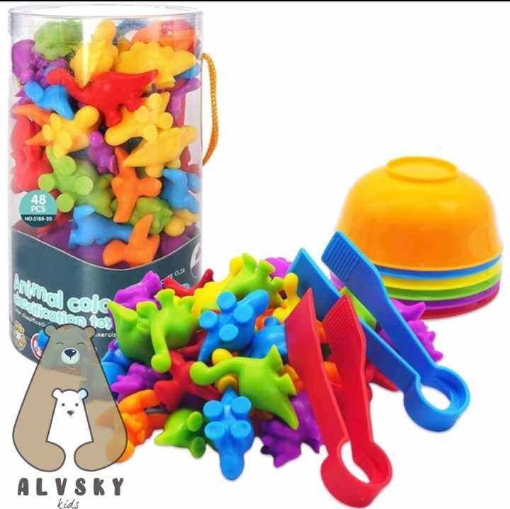 MAINAN EDUKASI ANAK SORTING WARNA BENTUK + MANGKOK DAN PENJAPIT ...