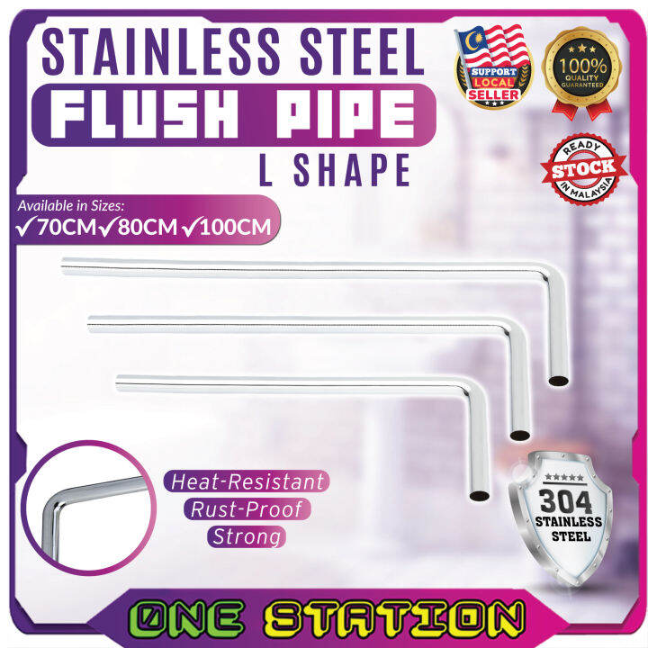 70CM 80CM 100CM Stainless Steel L Shape Toilet Flush Pipe Elbow Piping ...