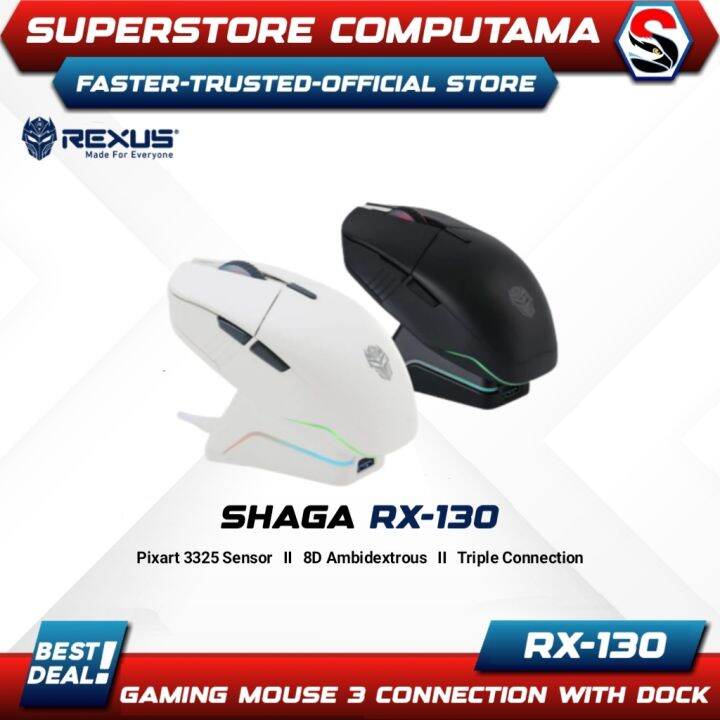 Rexus Mouse Gaming Wireless SHAGA RX-130 With Charging Dock | Lazada ...