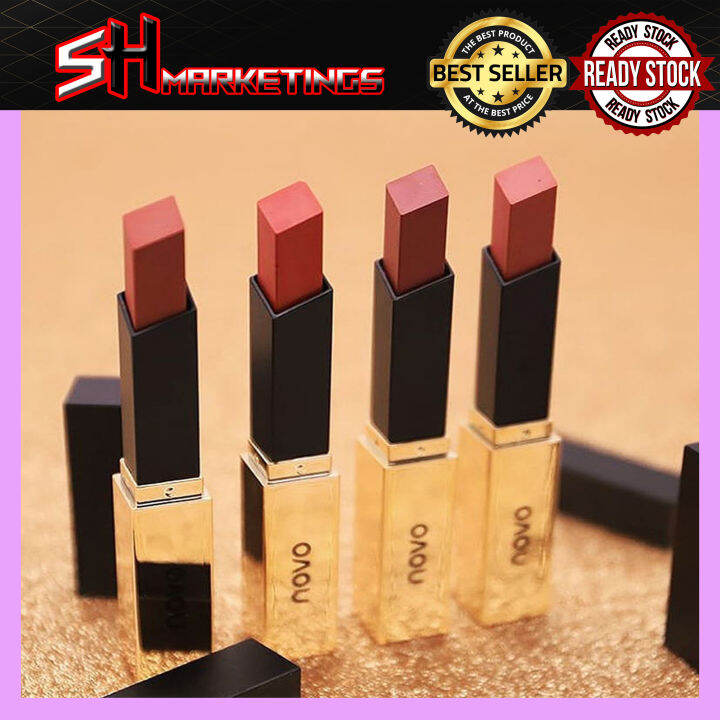 GOLDEN STRIP VELVET MATTE RED LIPSTICK NOVO LIPSTICK MURAH | Lazada