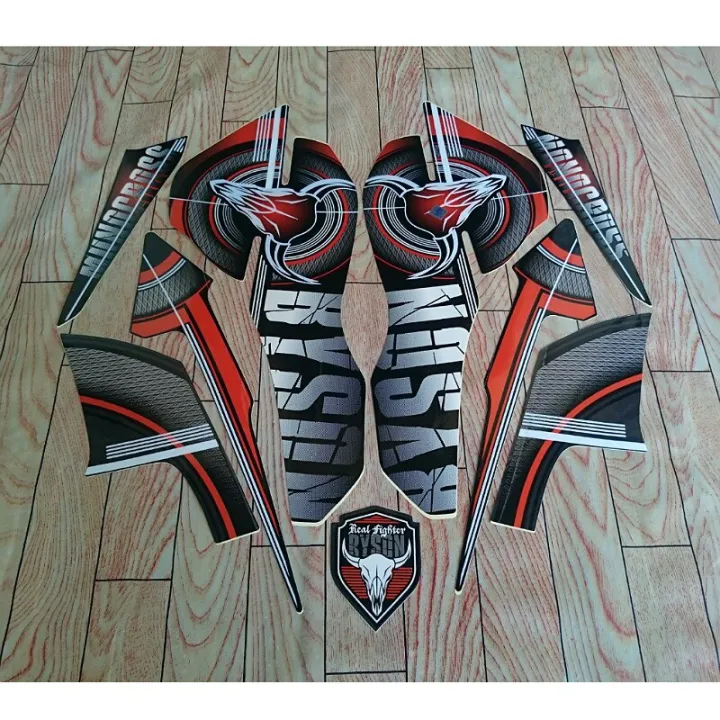 stiker striping motor Byson 2013 hitam orange | Lazada Indonesia