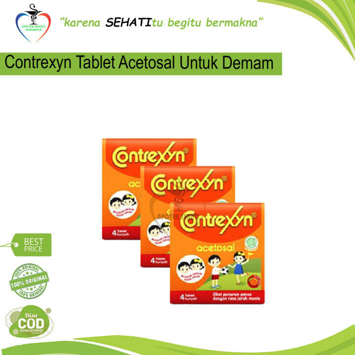 Contrexyn Paracetamol Obat Demam Anak Bayi 3 Varian Syrup Drops Tablet ...
