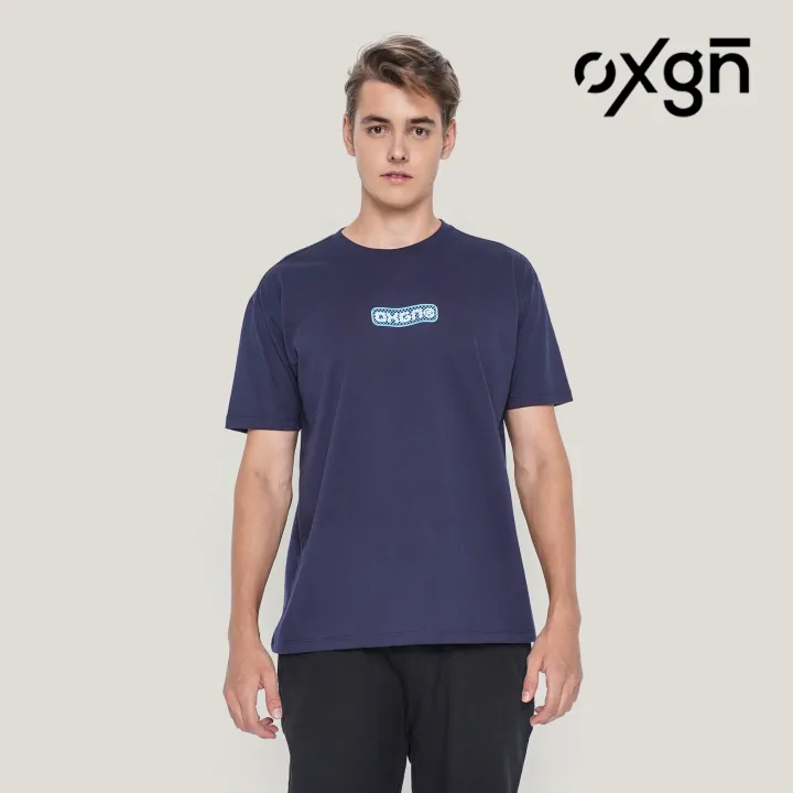 OXGN Logo Easy Fit T-Shirt With Special Print for Men (Navy Blue ...