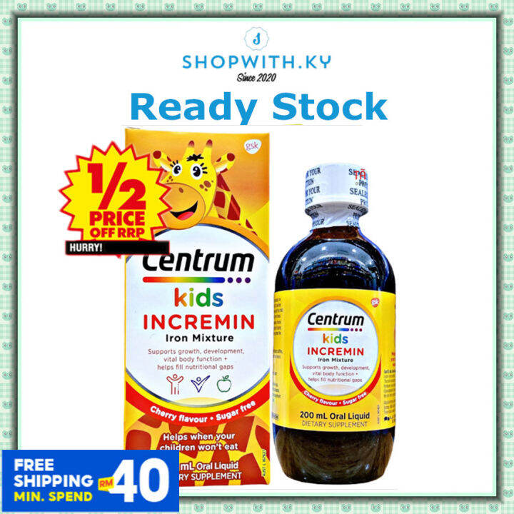 [现货+包邮 Date: 10/2024] Centrum Kids Incremin Iron Mixture Cherry Flavour ...