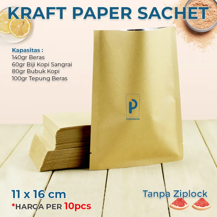 Kemasan Sachet Kraft Paper 11 X 16cm / Kemasan Ecopack Tanpa Ziplock [Isi 10pcs] | Lazada Indonesia
