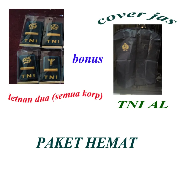 PANGKAT PDH TNI - AL LETNAN SATU (SEMUA KORP) BONUS Cover Pelindung Jas ...