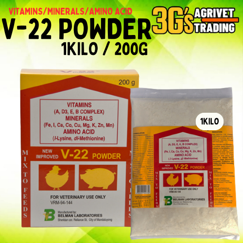 [3G AGRIVET] V-22 POWDER /VITAMINS / MINERALS / AMINO ACIDS / 200G ...