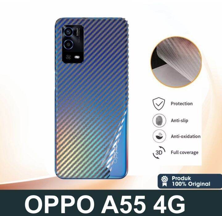 SKIN CARBON OPPO A55 - GARSKIN CARBON FIBER 3D STIKER BACK FILM ...