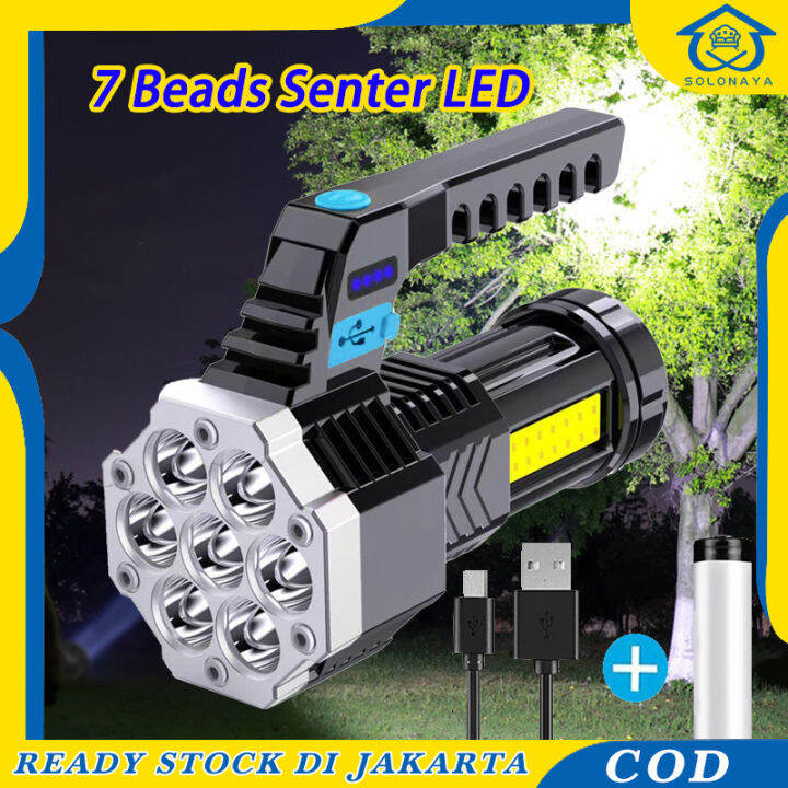 Senter LED 4 Mata 48W 20W - Senter LED Chargeable - Senter Cas 4 LED ...