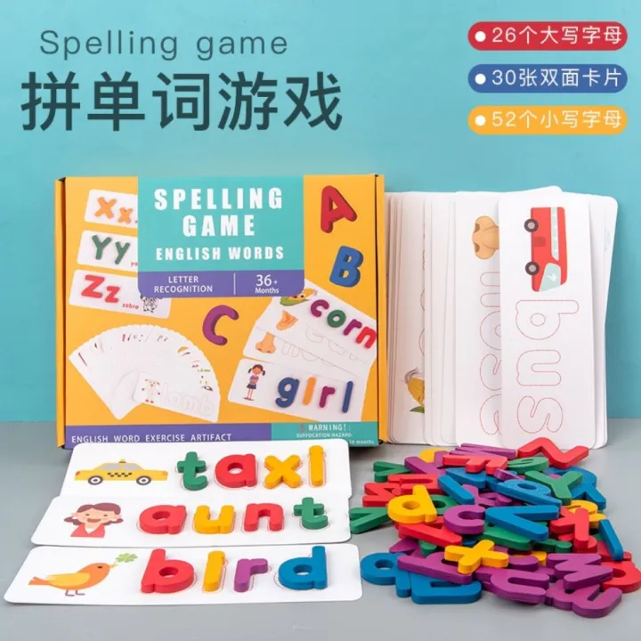 Jang Wooden Letters and Card Board Matching Puzzle Game,78pcs Building ...
